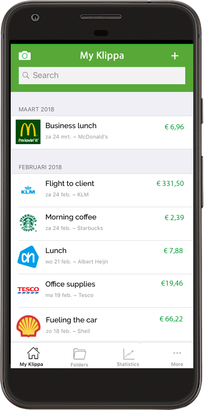 Klippa App - Digitale bonnetjes - Bonnen scannen