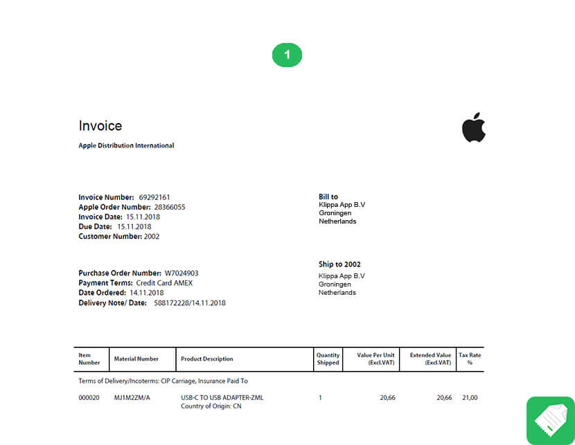 Apple Invoice Klippa