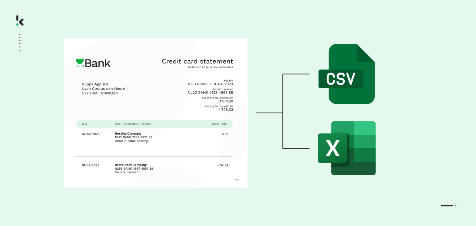 How to Convert Credit Card Statement to Excel and CSV - Klippa